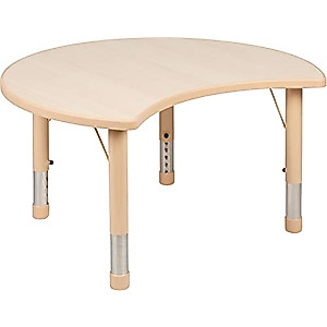 Flash Furniture Wren 25.125"W x 35.5"L Crescent Natural Plastic Height Adjustable Activity Table