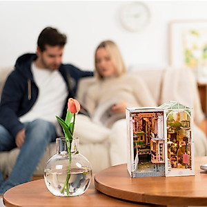 Rolife DIY Book Nook Kit Sunshine Town, DIY Miniature Booknook Kit Creative Decorative Bookend Bookshelf Insert 3D Puzzles for Adults, Halloween/Christmas Decorations/Gifts for Adults (Sunshine Town)