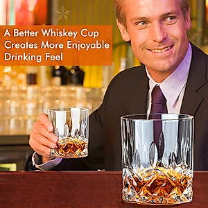 INFTYLE Whiskey Glasses Old Fashioned Glass 10oz Set of 6 Crystal Rocks Bourbon Scotch Whisky Glasses Drinking Tumblers Cups for Cognac Cocktail Bourbon Rum Brandy Bar Men