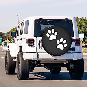 Foruidea Paw Print Spare Tire Cover Dust-Proof Wheel Tire Cover Fit Trailer, RV, SUV and Many Vehicle 17 Inch