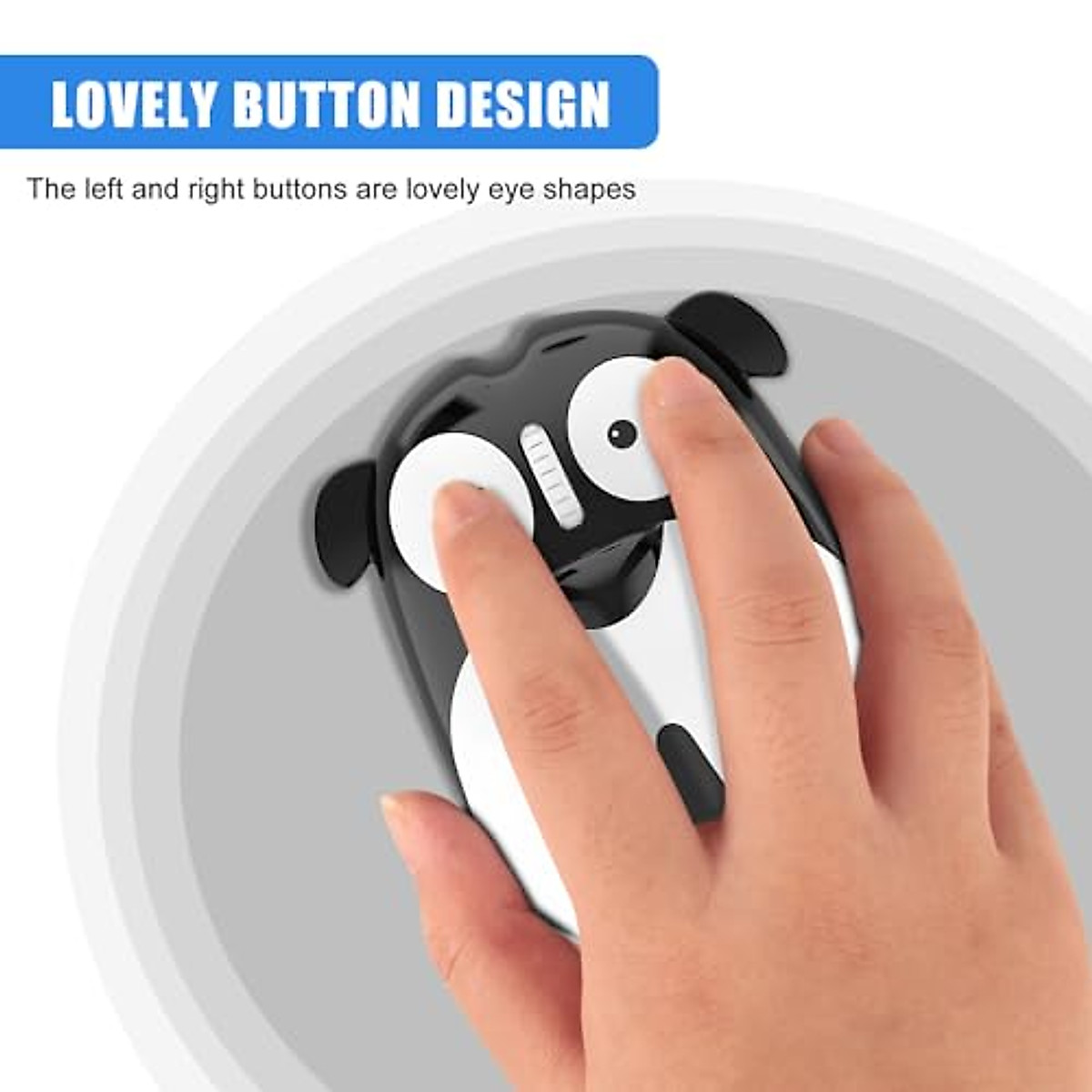 FLY WAY Cute Wireless Mouse, Cartoon Dog 2.4GHz Rechargeable Cordless Mouse with Nano USB Receiver Children Mice Kids Gaming Mouse for Notebook,Laptop,PC,Desktop (black)