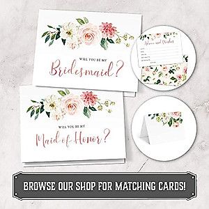 Hat Acrobat Bridesmaid Proposal Cards. 8 Will You Be My Bridesmaid and 2 Maid of Honor Cards with Envelopes. Set of 10 Elegant Floral Cards for the Bridal Party