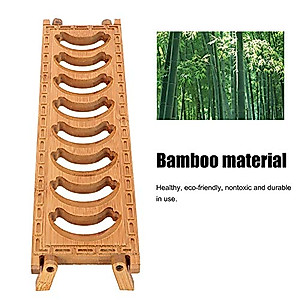 VTOSEN Natural Bamboo Teacup Holder Shelf Tea Cup Draining Rack Organizer Tea Ceremony Accessories(Eight Compartment)