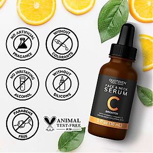 Vitamin C Serum for Face + Hyaluronic Acid + Vitamin E | Brightening | 95% Natural Ingredients | Ultra-Light, Non-greasy & Super Loved | Serum Vitamina C para la cara