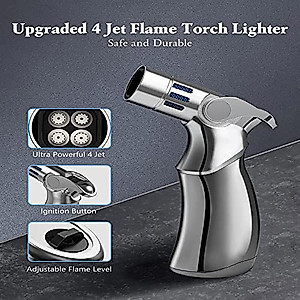 Windproof Lighters Torch Candle Lighters Butane Refillable Jet Flame Lighter Windproof Lighters Butane Refillable for Camping Grill,Pipe,Candle,BBQ