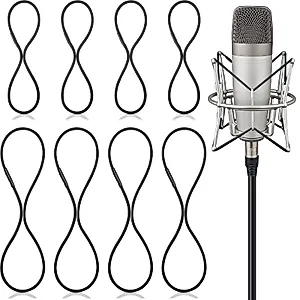 8 Pieces Black Universal Elastic Bands Replacement Microphone Shock Mount Rubber Ring Shock Mount Holder Clamp Clip for Microphone Shock Mount Mic Holder Clip