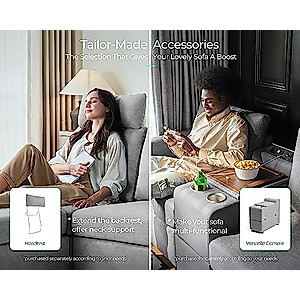 LINSY HOME Modular Sectional Sofa, Oversized Sectional Couch with Storage, Ottomans, Modular Sectional Sleeper Sofa with Memory Foam, 9 Seat U Shape Sofa Set for Living Room, Grey