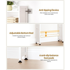 Cozivolife Over The Toilet Storage Cabinet with Acrylic Door Panel and Paper Towel Drawer, Bamboo Toilet Shelf, Organizer Rack Above Toilet for Bathroom (Without Power Strip, White)