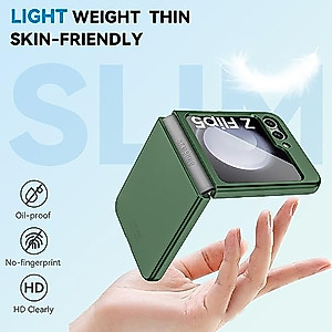 Vizvera for Samsung Galaxy Z Flip 5 Case with Screen Protection, Flip z 5 Slim HD Clearly Case Anti-Scratch Shockproof Phone Case for Galaxy Z Flip 5 (2023)-Green