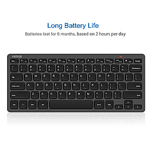 Arteck 2.4G Wireless Keyboard Ultra Slim and Compact Keyboard with Media Hotkeys for Computer Desktop PC Laptop Surface Smart TV and Windows 11/10/8/7, Black