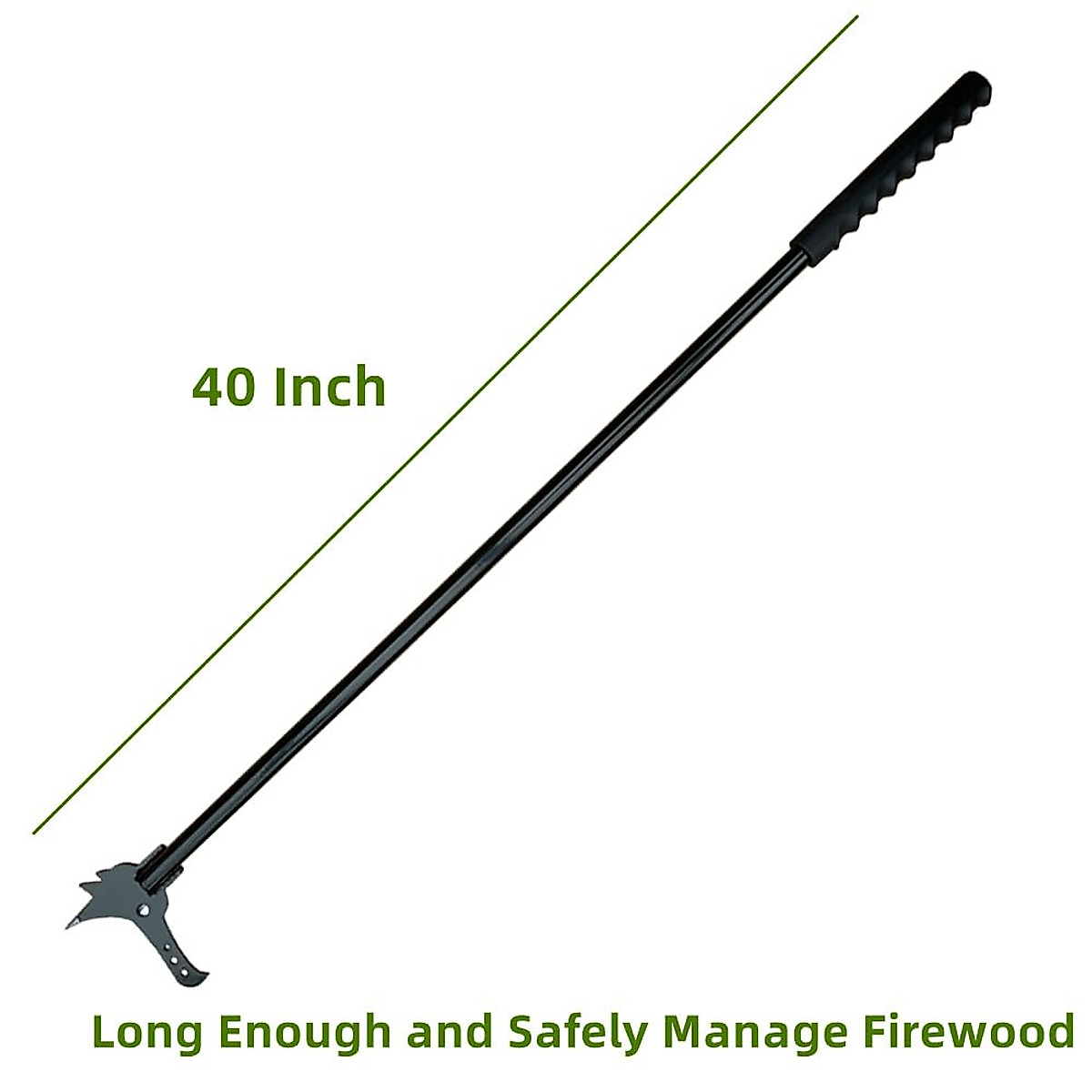 Fierywater 40-Inch Long Fire Poker-One Piece with Large Rubber Handle Fireplace Tools, Anti-Rust Black Coated for Fire Pit - Indoor and Outdoor Campfire Use