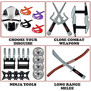Liberty Imports Deluxe Ninja Warrior Weapons Playset - Kids Pretend Role Play Toy Dress Up Costume Accessories Set