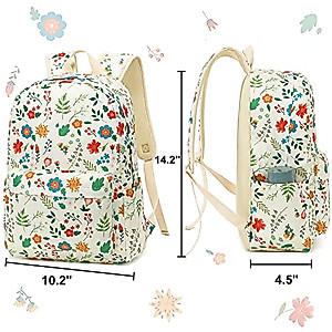 CAMTOP Preschool Backpack for Kids Girls Small Backpack Purse Kindergarten School Bookbags for Toddler Travel (Age 3-9 Year,Flowers Leaves Beige)