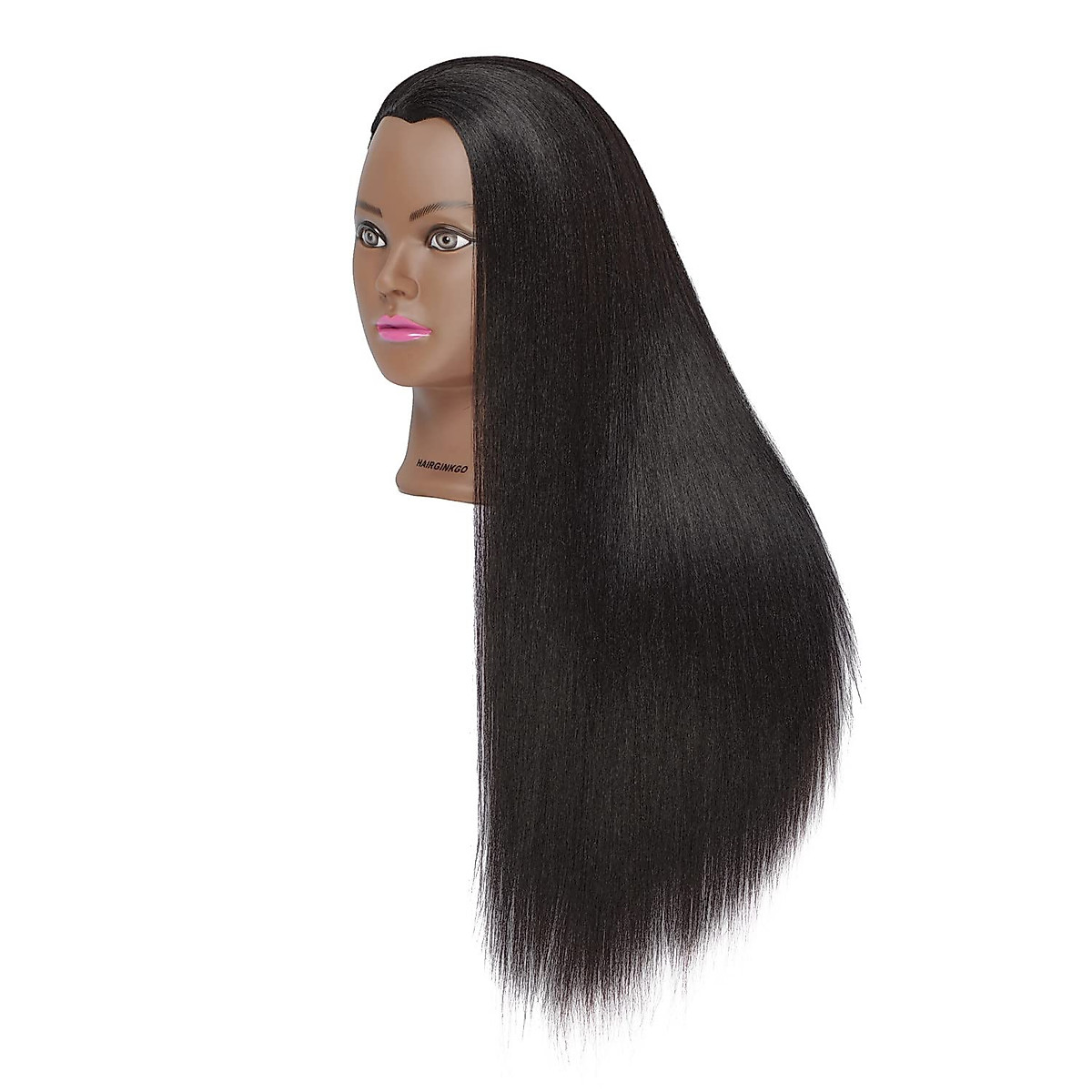 Hairginkgo Mannequin Head 26"-28" Super Long Synthetic Yaki Fiber Hair Manikin Head Styling Hairdresser Training Head Cosmetology Doll Head for Cutting Braiding Practice with Clamp (91806BY0220)