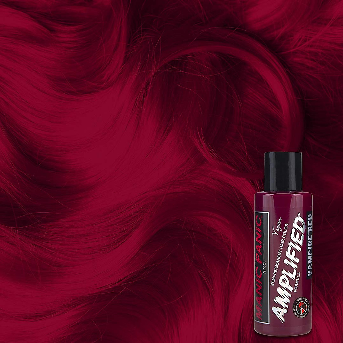 MANIC PANIC Vampire Red Hair Color - Amplified - Semi Permanent Hair Dye - Deep Blood Red Color Can Give Burgundy Tones To Unbleached Hair - For Dark, Light Hair - Vegan, PPD & Ammonia Free (4oz)