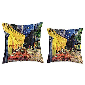MasterpieceCafe Vincent van Gogh Art Collection Night Cafe Terrace on The Place du Forum by Vincent Van Gogh Throw Pillow, 18x18, Multicolor