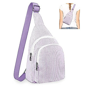 GFU Sling Bag, Crossbody Sling Bag for Men Women, Lightweight Small Seersucker Sling Backpack, Summer Crossbody Shoulder Bag, Breathable Chest Bag Daypack