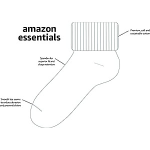 Amazon Essentials Girls' Comfortable Cotton Uniform Turn Cuff Sock, for Kids, 9 Pairs, White, Medium
