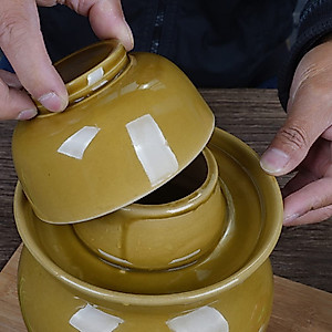 DEPILA 1kg Terracotta Traditional Chinese Fermenting Jar Stoneware Pickles Jar with Water Sealed Airlock Lid Ceramic Food Canister Bottle for Pickling Kimchi Sauerkraut jars