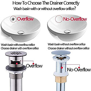 Vessel Sink Drain,Grid Drain Strainer Assembly with Overflow for Bathroom Sink, Made of Brass Matte Black Finish