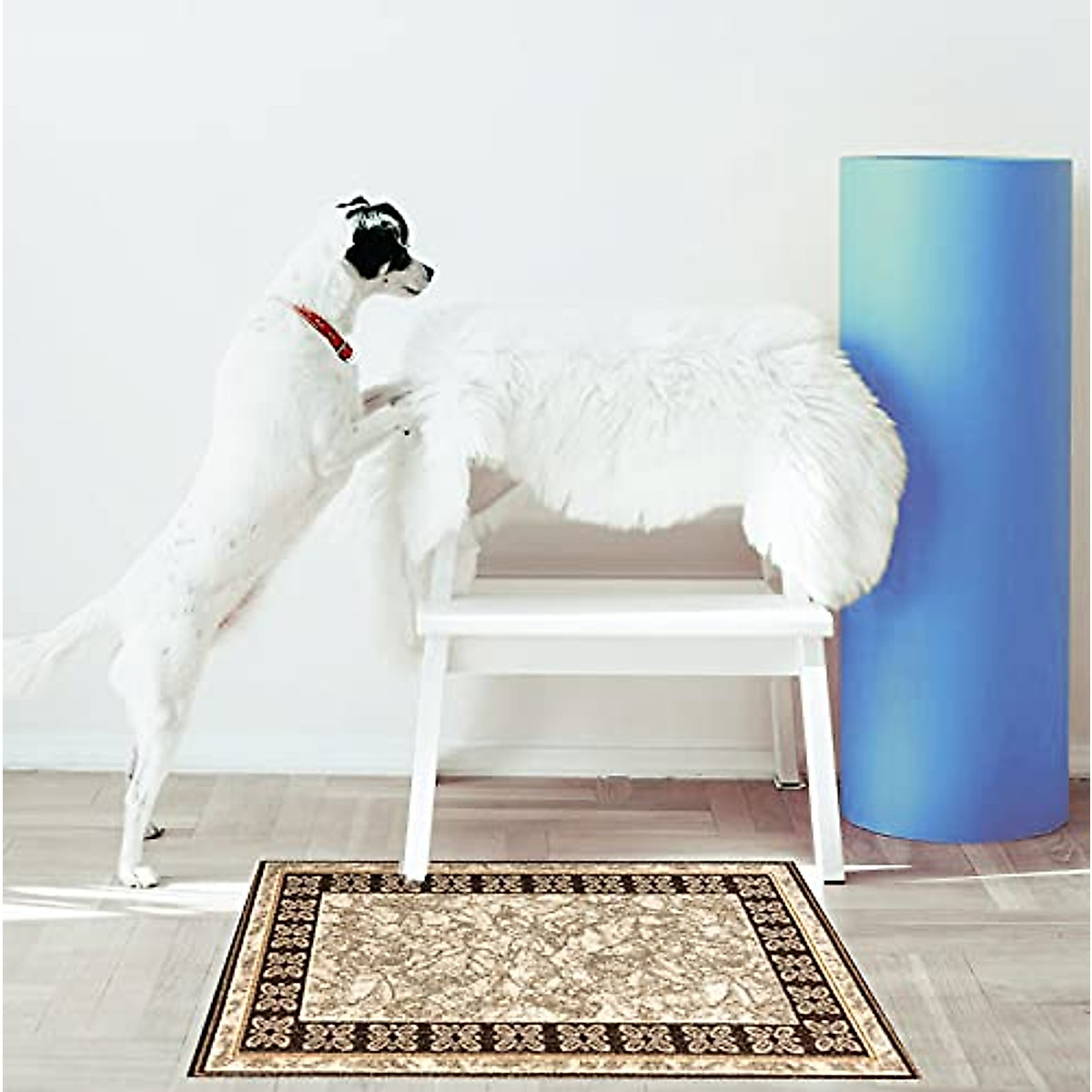 Stair Treads Non-Slip Landing Mat- Skid Resistant Rubber Back Landing Rug - Beautiful Design Landing Mat for Bottom of Stairs - Floormat - Doormat (20" x 30") Mixed Beige Floral