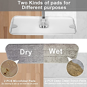 18" Professional Microfiber Mop Floor Cleaning mop, Flat Mop with Stainless Steel Handle,4 Reusable Washable Mop Pads and mop Pads Brush,Microfiber Mop for Hardwood (I18 Professional Microfiber Mop)