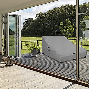 Okcool 100% Waterproof Patio Double Wide Chaise Lounge Chair Cover, 600D Tough Canvas 80 Inch Outdoor Chaise Lounge Covers