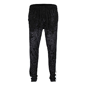 G-Style USA Men's Velvet Velour Tracksuit Set - Zipper Jacket and Sweatpants ST851 - Black - Large