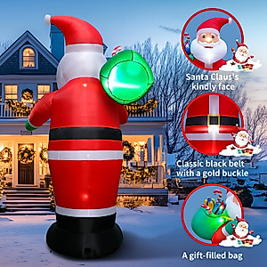 14FT Christmas Inflatable Santa Claus Outdoor Blow Up Yard Decorations,Giant Outside Standing Waterproof Smiling Santa Claus with Gift Bags,Built-in LEDs for Xmas Holiday Party Yard Garden Lawn Decor