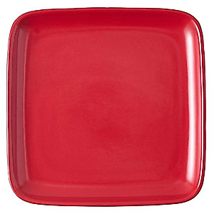 Bruntmor 8 inch Ceramic Dinner Plates- Set of 4, Porcelain Pasta Salad Plate Set For Kitchen, Dinnerware Dish Set, Dishwasher & Microwave Safe - Red