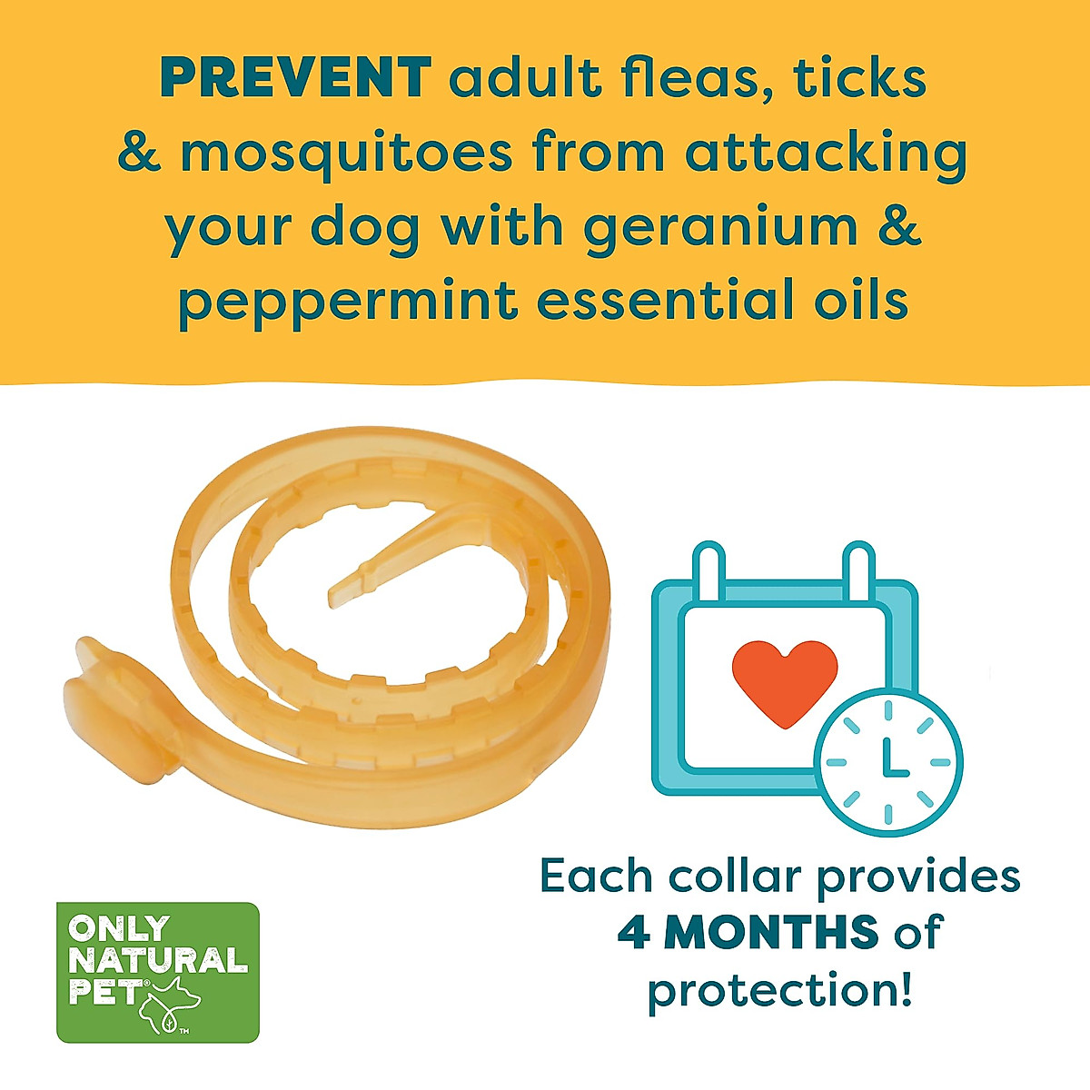 Only Natural Pet EasyDefense Flea & Tick Dog Collar - Canine Flea Collars Flea and Tick Control - Pet Flea Care That Protects up to 4 Months - for Dogs (2 Pack)
