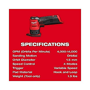Milwaukee 2531-20 12V Brushless Cordless Orbital Detail Sander (Tool Only)