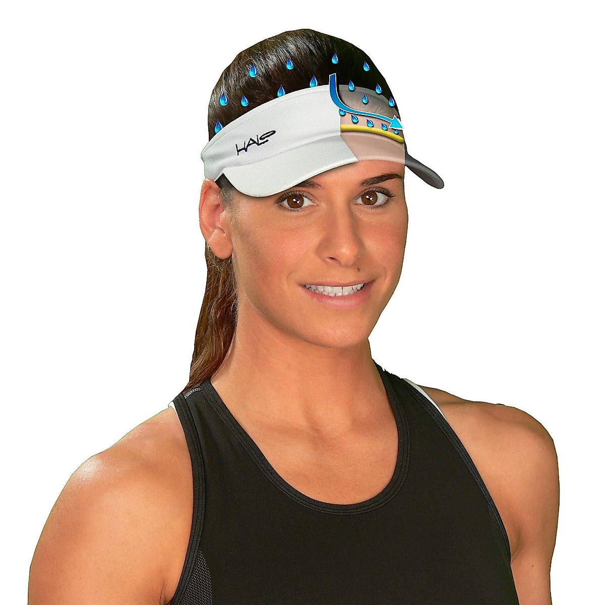 HALO HEADBANDS Sweatband Sport Visor, Black,One Size