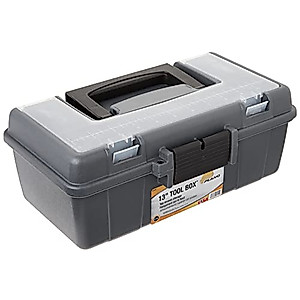 Plano Molding 114-002 13-Inch Compact Tool Box, Graphite Gray with Black Handle and Latches