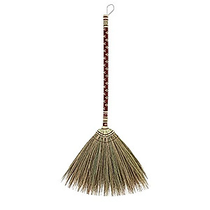 SN SKENNOVA - Asian Straw Broom Witch Broom Undecorated Wedding Jumping Broom with Bamboo Stick Handle (Dark Brown)