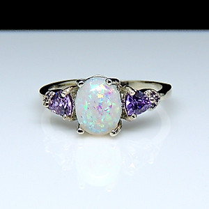 Ginger Lyne Collection Celia Oval Simulated Fire Opal Purple Cz Ring Statement Engagement