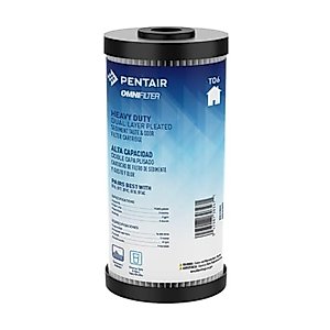 Pentair OMNIFilter TO6 Carbon Water Filter, 10-Inch, Whole House Heavy Duty Dual Layered Pleated Sediment and Carbon Wrap Taste & Odor Replacement Cartridge, 10" x 4.5", 5 Micron
