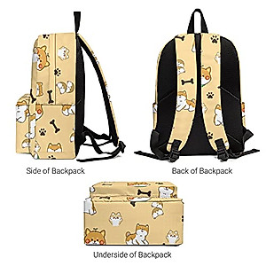 Dog Fashion Backpack Casual 17 Inch Bookbag,Cute Lightweight Daypack Laptop Backpack for Teen/Boys/Girls