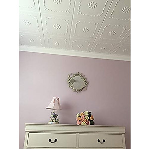 A La Maison Ceilings R43 Bourbon Street Foam Glue-up Ceiling Tile (21.6 sq. ft./Case), Pack of 8, Plain White