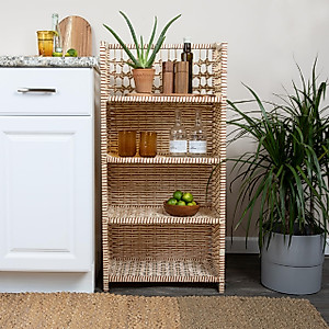 Household Essentials Woven Accent Shelf Cream and White Paper Rattan