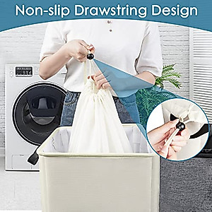 Large Hampers for Laundry 2 Compartment, Dual Laundry Hamper 2 section for Storage and Sorter, Collapsible Double Laundry Hamper with 2 Removable Laundry Bags for Bedroom, Dorm Room, College