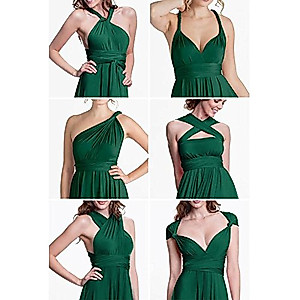Women's Transformer Convertible Multi Way Wrap Long Prom Maxi Dress V-Neck High Low Wedding Bridesmaid Evening Party Grecian Dresses Boho Backless Halter Formal Cocktail Dance Gown Green Small
