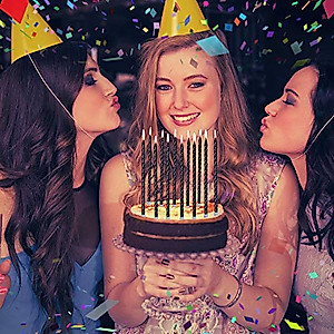 Black Tall Spiral Bday Candles for Cake Decoration 27 Pcs Long Thin Birthday Cake Candles in Holders for Party Wedding Cupcake Decoration Happy Fancy Candles for Kids 27th