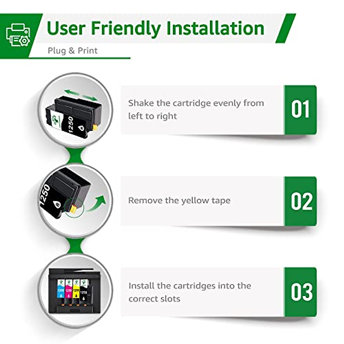 GREENSKY Compatible Toner Cartridge Replacement for Dell 1250 1250C 810WH C5GC3 XMX5D WM2JC to use with C1760nw C1765nfw 1350cnw 1355cn 1355cnw C1765nf Printer (Black Cyan Magenta Yellow, 4 Pack)