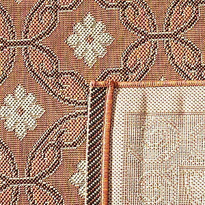 SAFAVIEH Courtyard Collection 4' x 5'7" Terracotta / Cream CY7810 Indoor/ Outdoor Waterproof Easy-Cleaning Patio Backyard Mudroom Accent-Rug