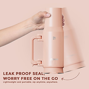 NAYAD 40oz Tumbler with Handle and Straw, Insulated Stainless Steel Travel Mug with Flip Lid & Straw Lid, Coffee Travel Mug Holder Compatible for Travel, Holiday Gift with Foldable Handle,pink tumbler