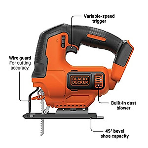 BLACK+DECKER 20V MAX* POWERCONNECT Cordless Jig Saw (Tool Only) (BDCJS20B)