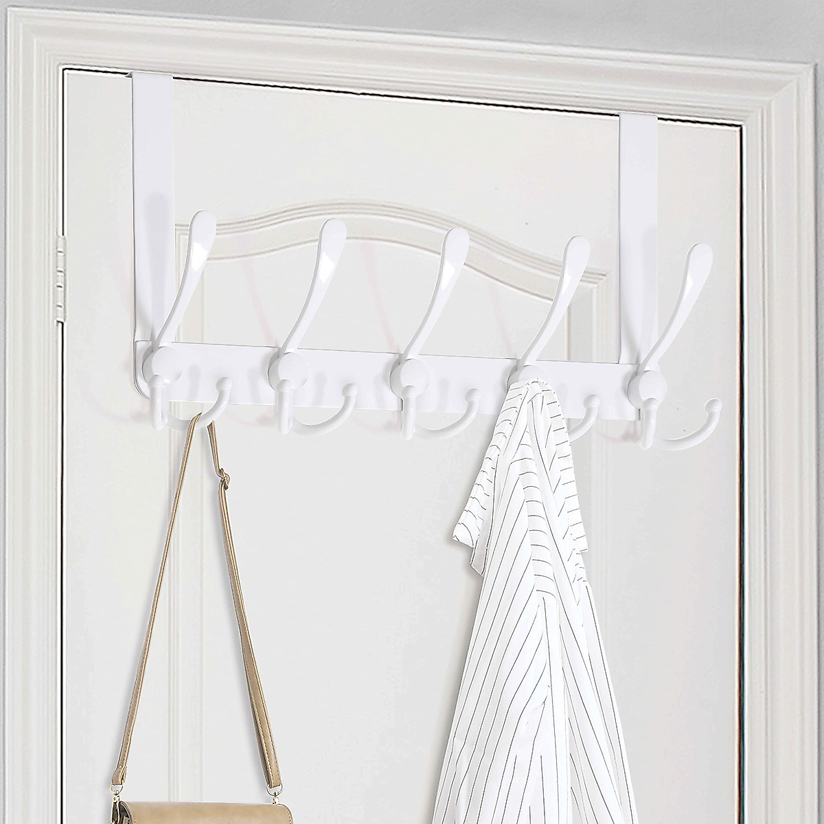 WEBI Over The Door Hook,Door Hanger,Triple Door Hooks for Hanging White Over The Door Towel Rack,Door Coat Hanger,Over Door Coat Rack for Clothes,Towels,Back of Bathroom
