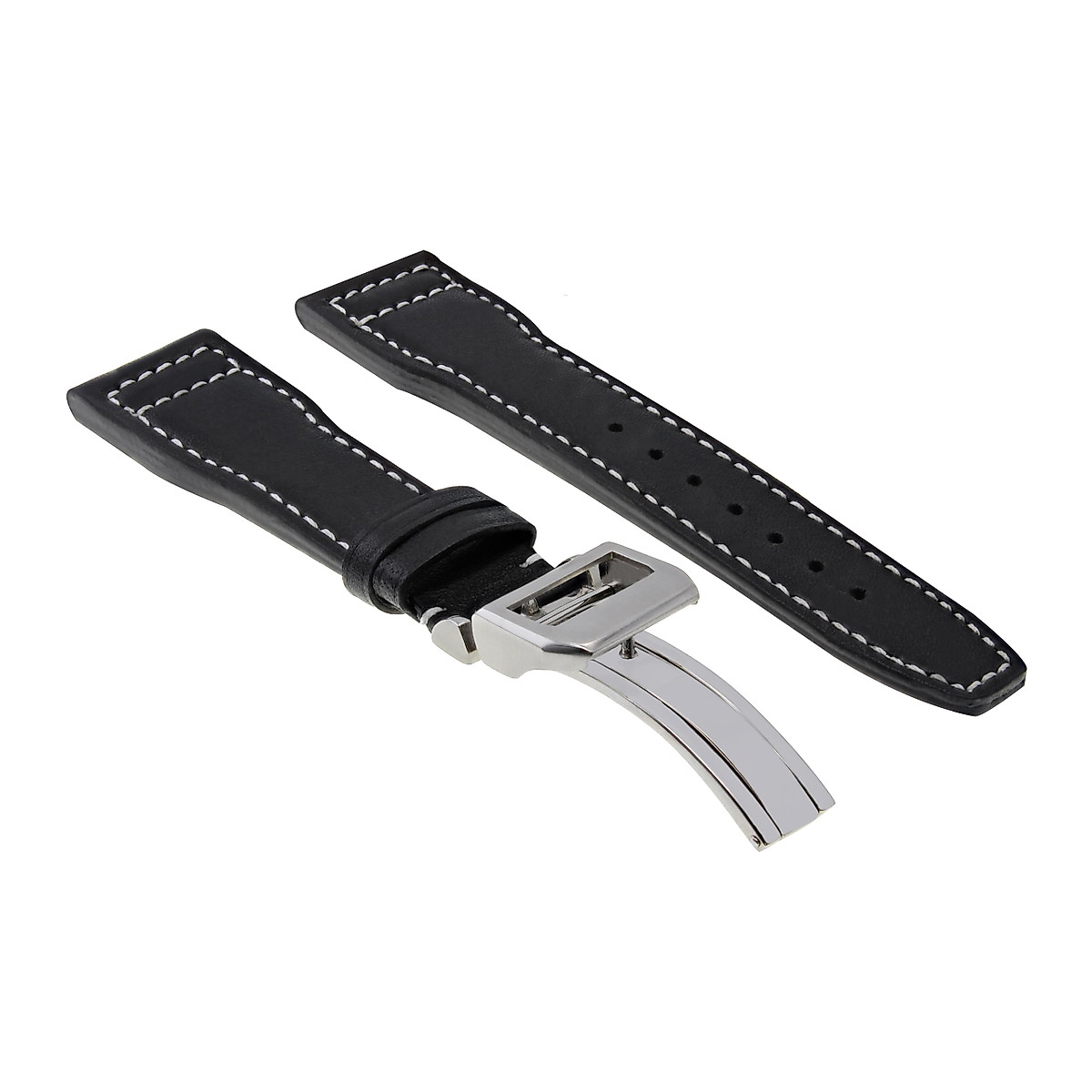 Ewatchparts 23MM LEATHER WATCH STRAP BAND COMPATIBLE WITH IWC PORTUGUESE PILOT AQUATIMER CLASP BLACK WS