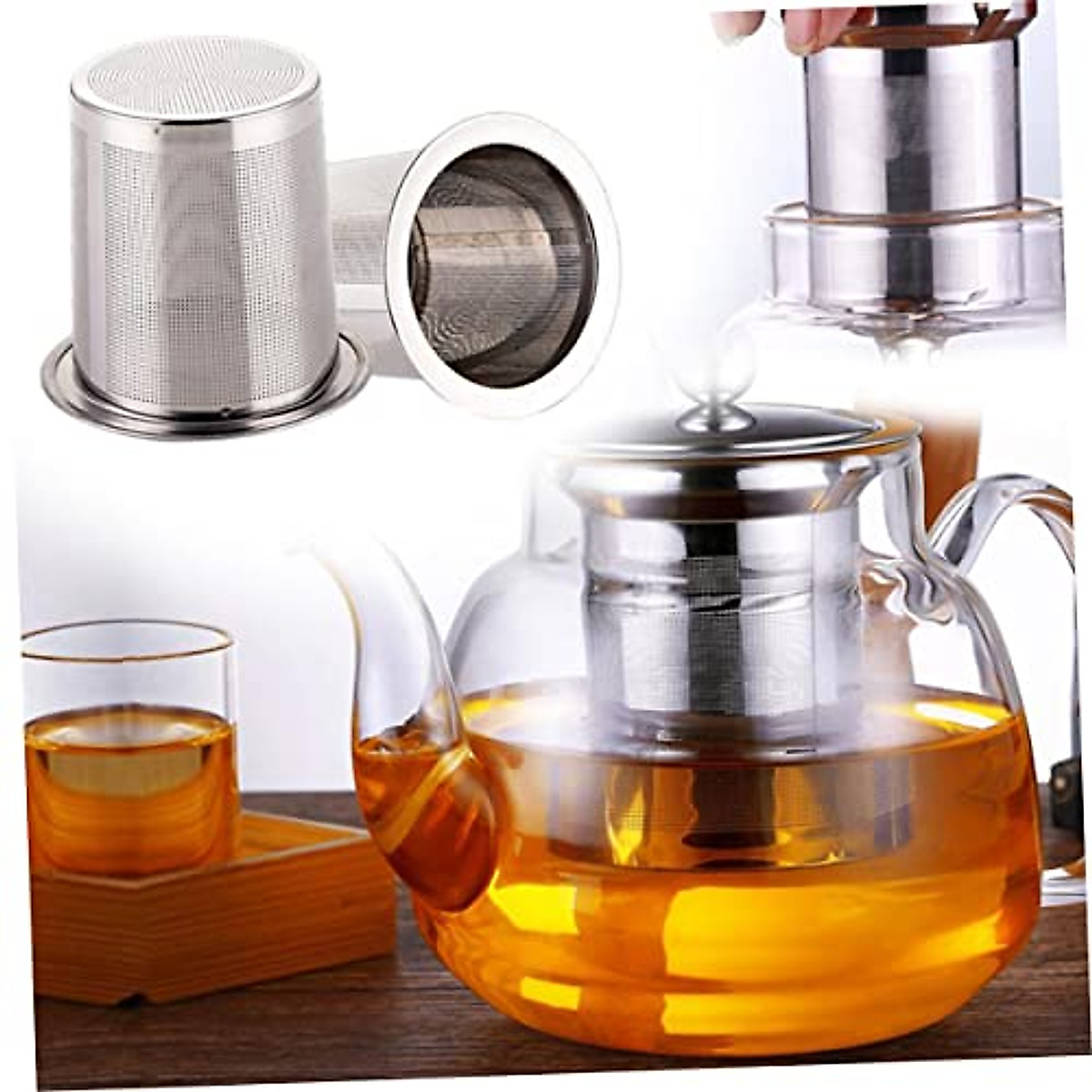 Mikinona 3pcs Stainless Steel Tea Strainer Mesh Strainer Extra Fine Mesh Tea Infuser Cold Brew Coffee Filter Tea Infuser Basket Tea Filter Coffee Espresso Machine Tea Ball Infuser Large Tea